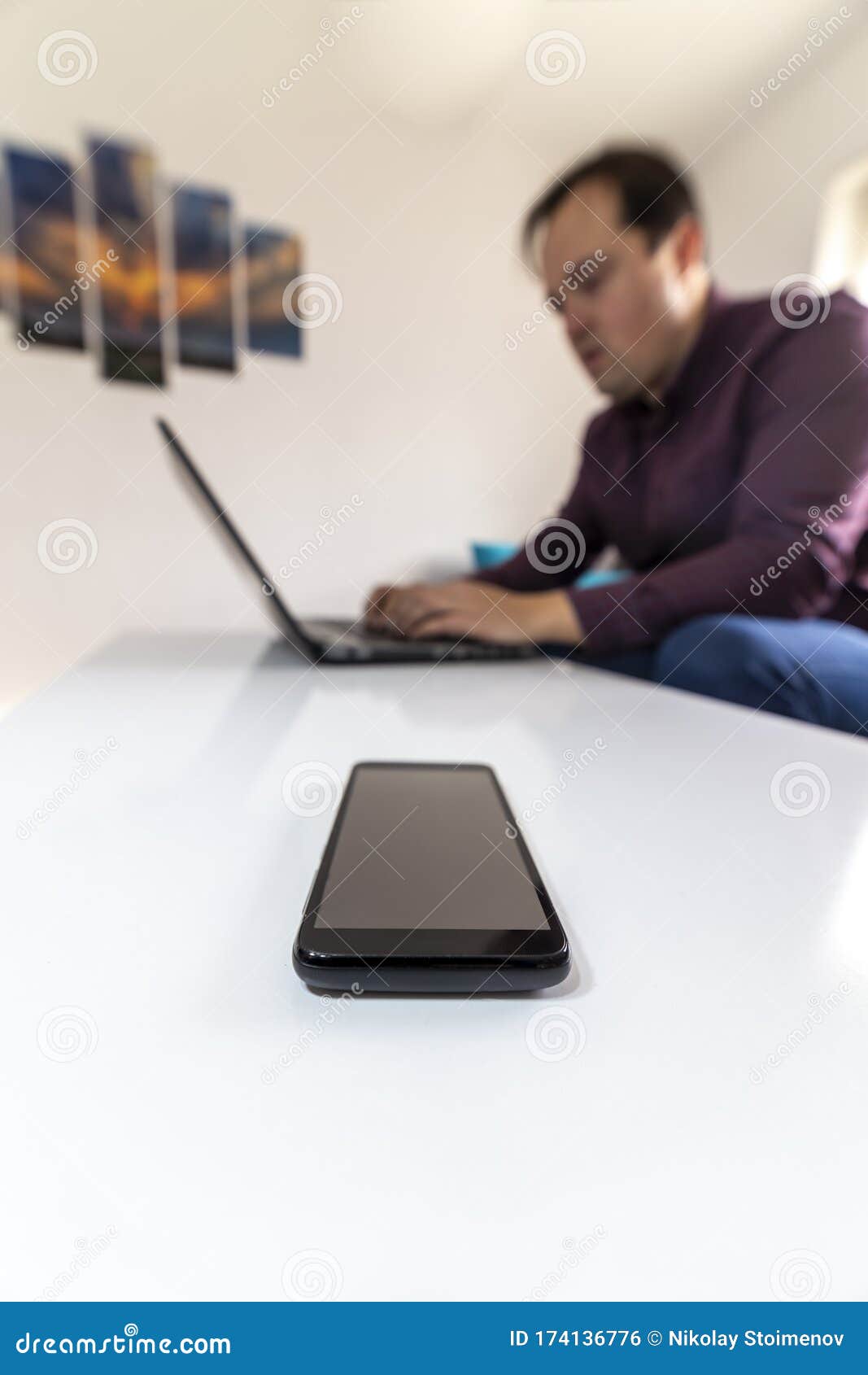 Man Getting a Call and Taking His Mobile Phone Stock Photo - Image of ...