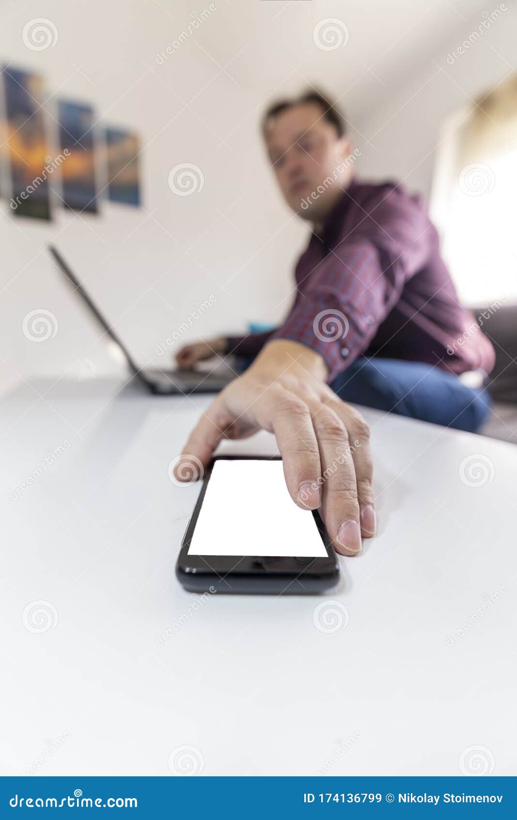 Man Getting a Call and Taking His Mobile Phone Stock Image - Image of ...