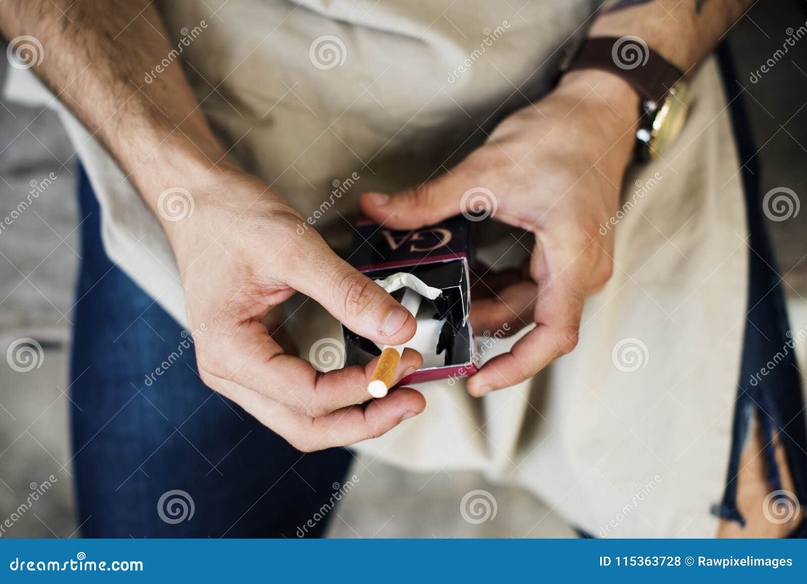 Man Getting the Cigarette Out Stock Photo - Image of person, american ...