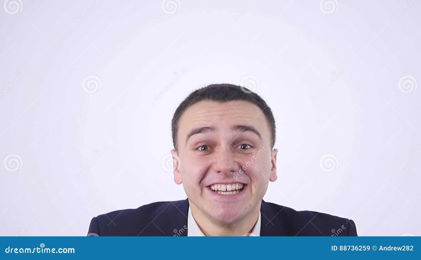 Man Getting Excited by Results on White Background Stock Video - Video ...