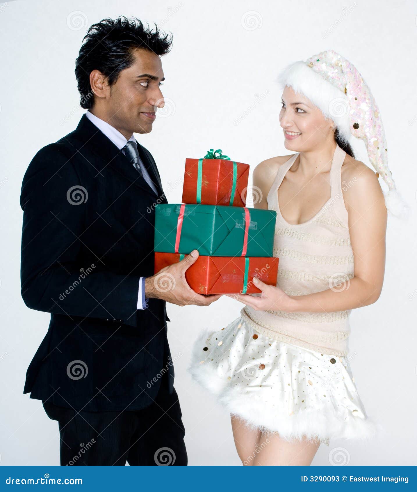Man Getting Gifts stock image. Image of female, holidays - 3290093