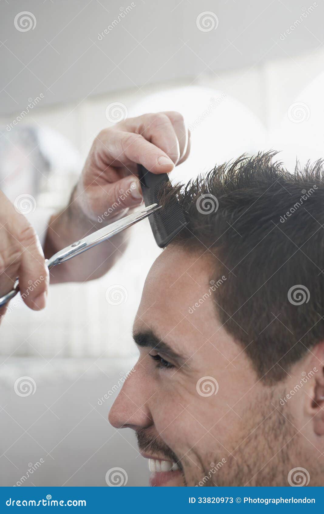 Man Getting an Haircut from Barber Stock Image - Image of customer ...