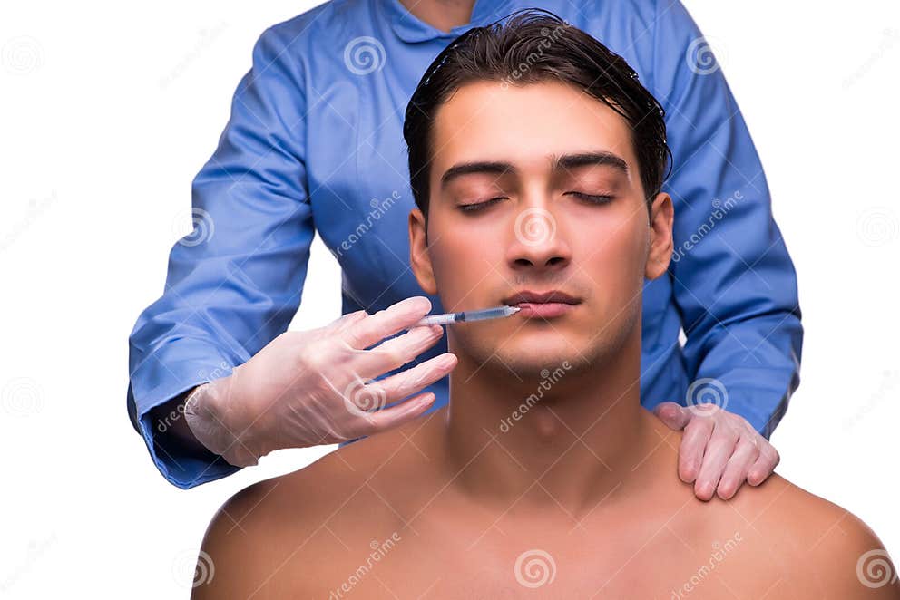 The Man Getting Injection Isolated on White Stock Image - Image of face ...