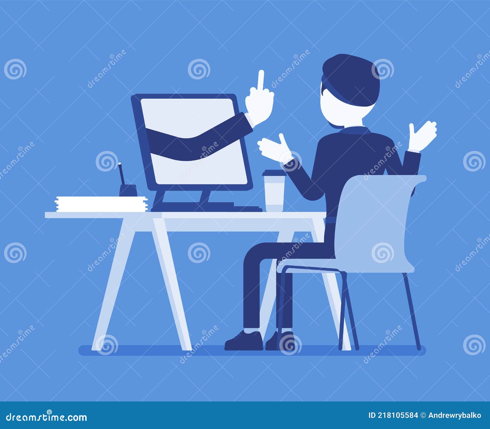 Man Getting Lost at Computer Stock Vector - Illustration of problem ...