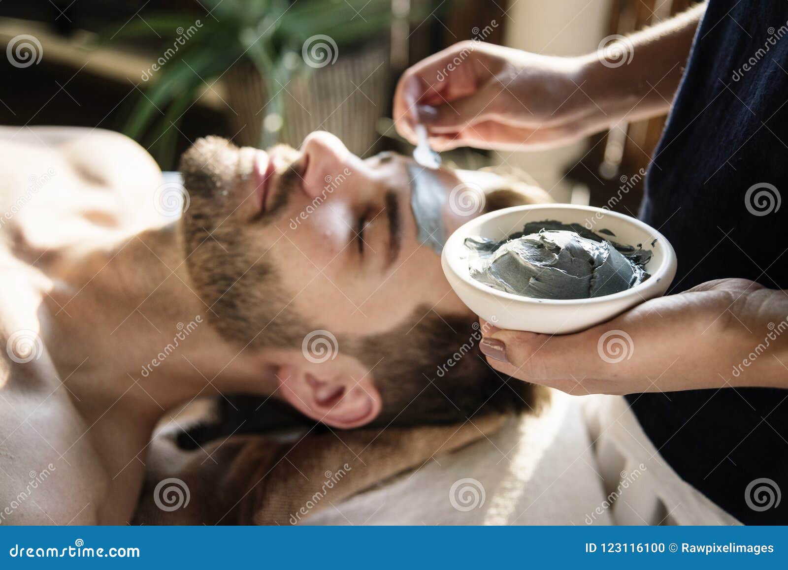 Man Getting a Mud Mask at a Spa Stock Photo - Image of caucasian ...
