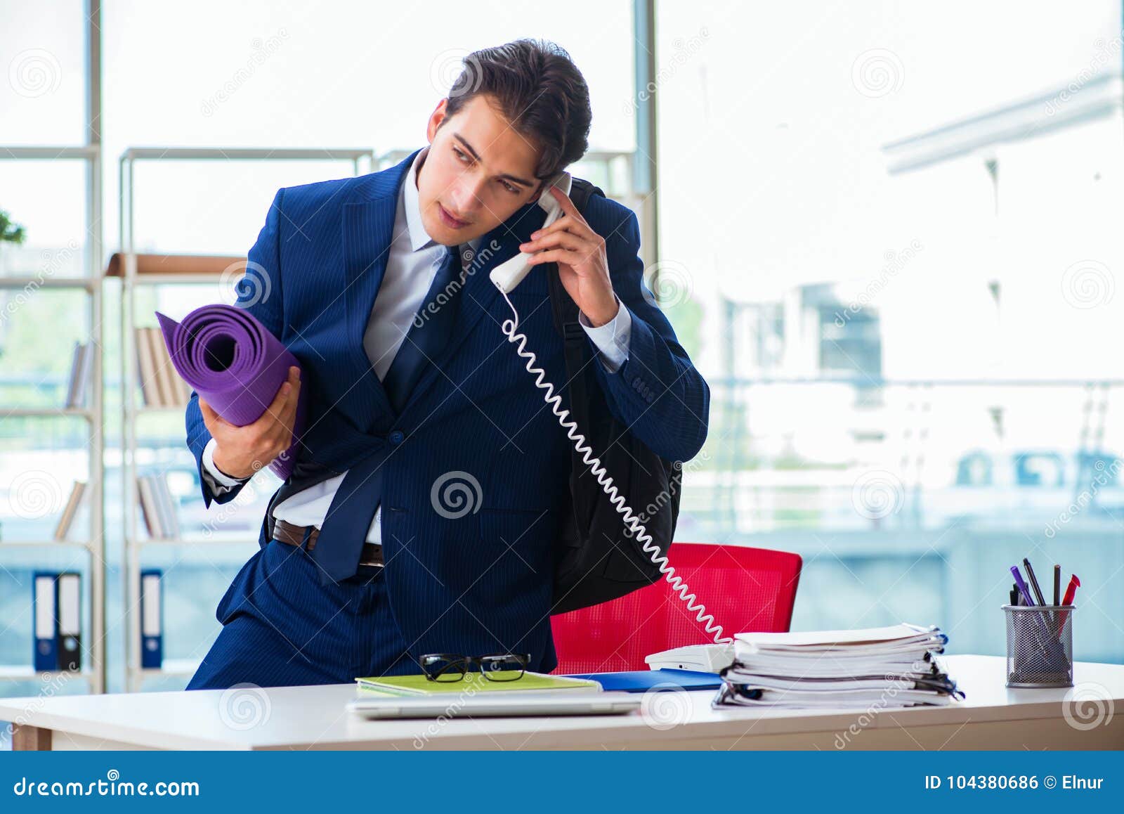 The Man Getting Ready for Sports Break in the Office Stock Photo ...