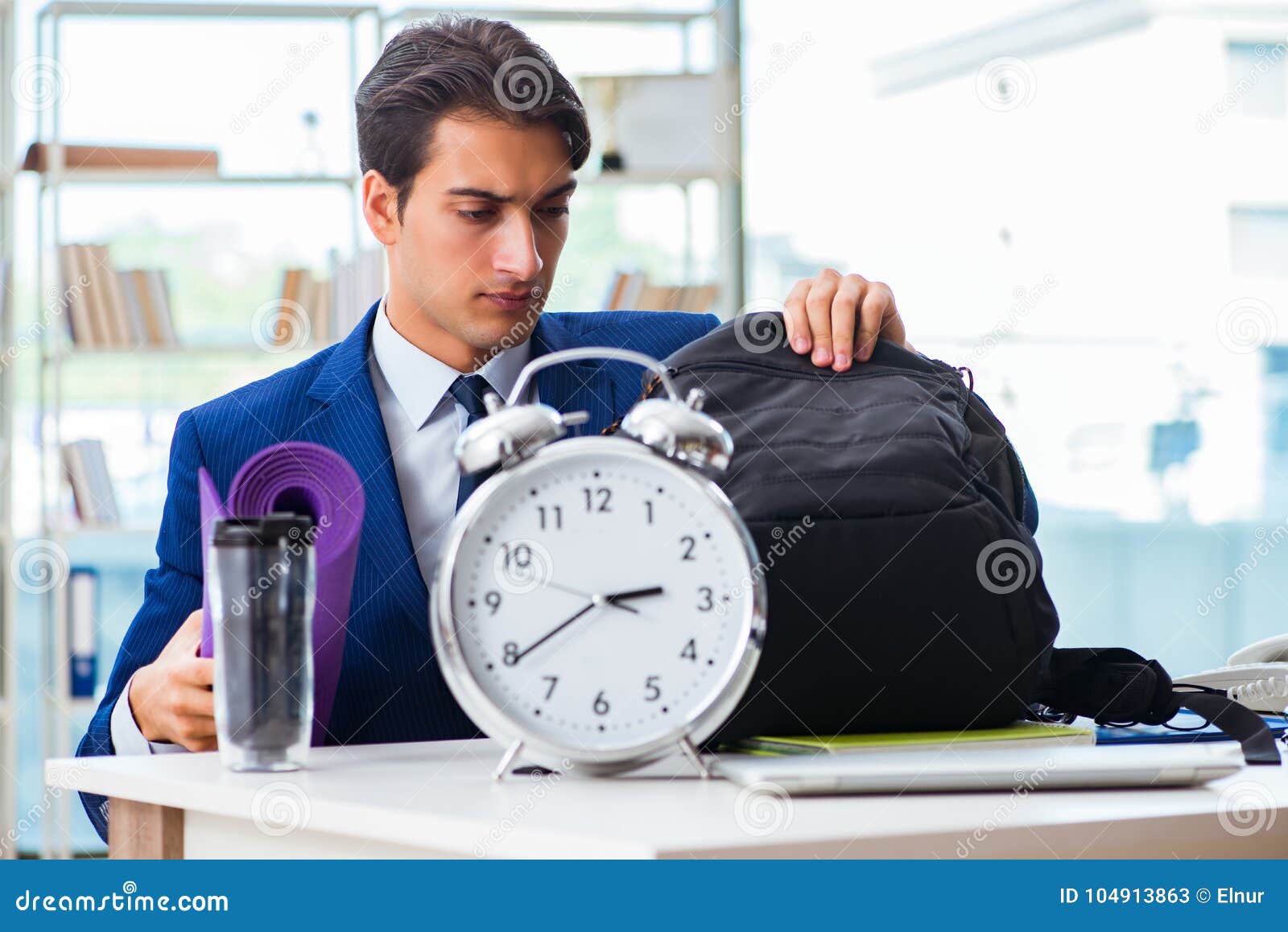 The Man Getting Ready for Sports Break in the Office Stock Image ...