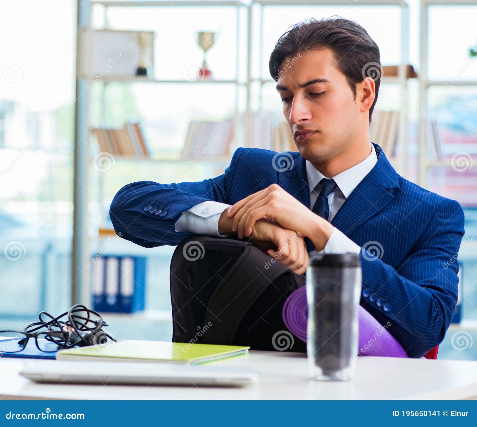 Man Getting Ready for Sports Break in the Office Stock Image - Image of ...