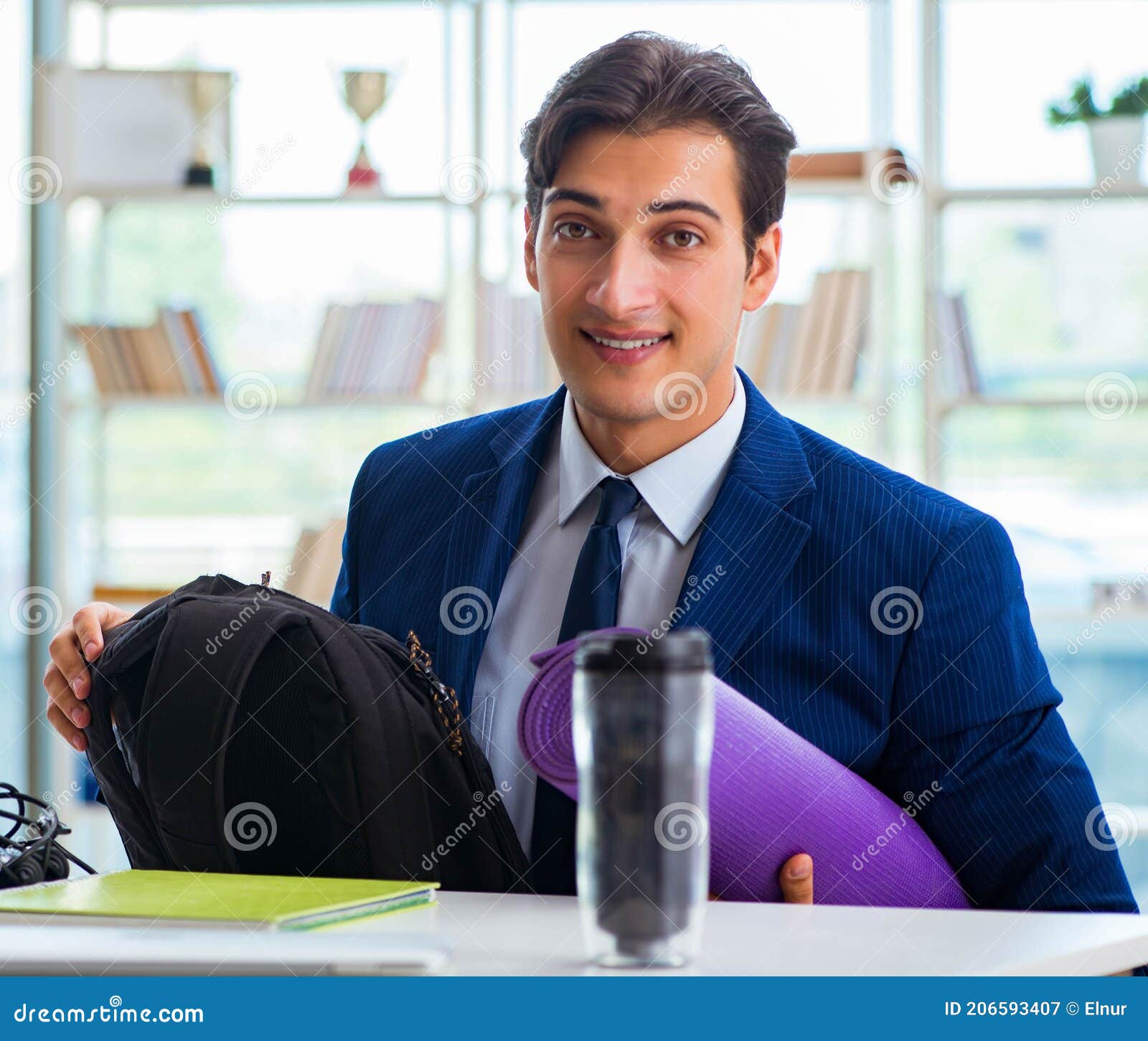 Man Getting Ready for Sports Break in the Office Stock Image - Image of ...