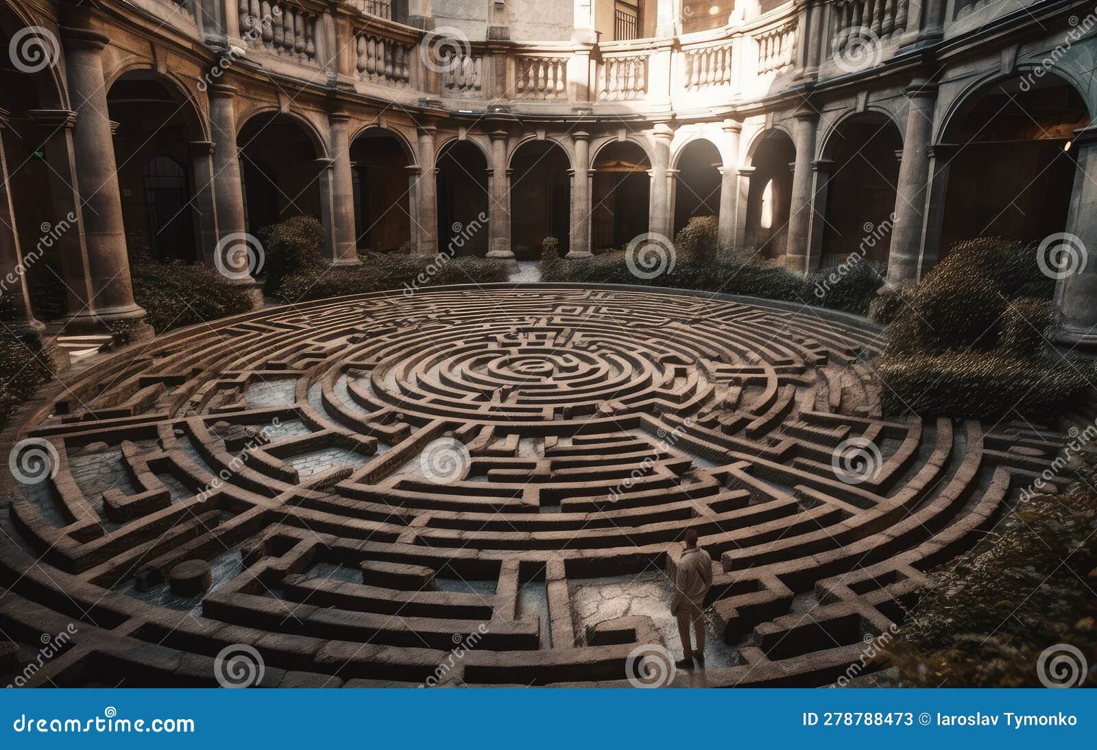 Man Getting Ready To Enter a 3D Flat Labyrinth Confusion Concept ...
