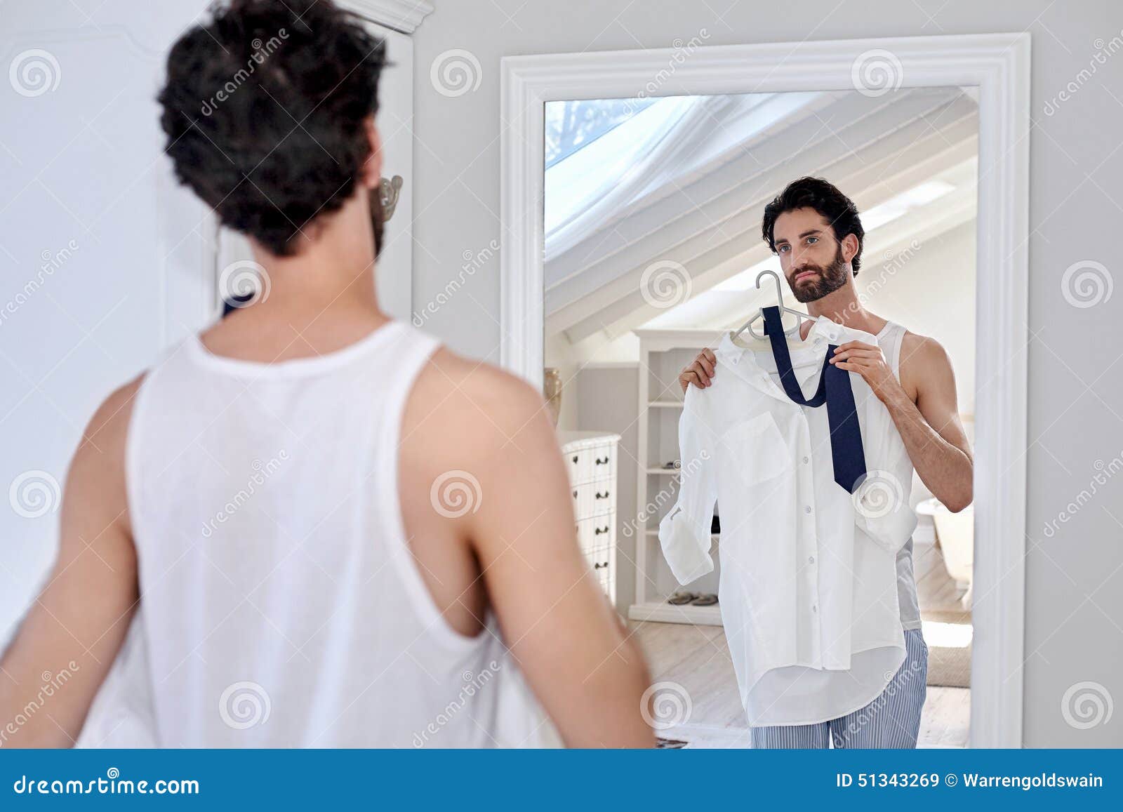 Man getting ready for work stock image. Image of shirt - 51343269