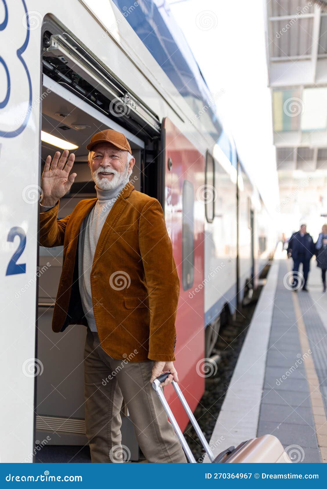 Man getting on train stock image. Image of tourist, traveling - 270364967