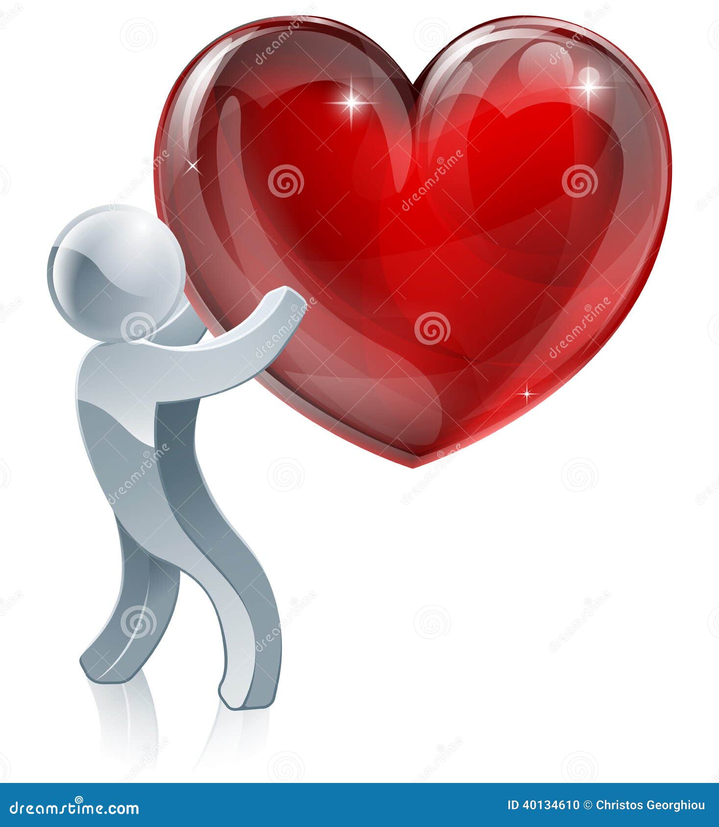 Man with giant heart stock vector. Illustration of human - 40134610
