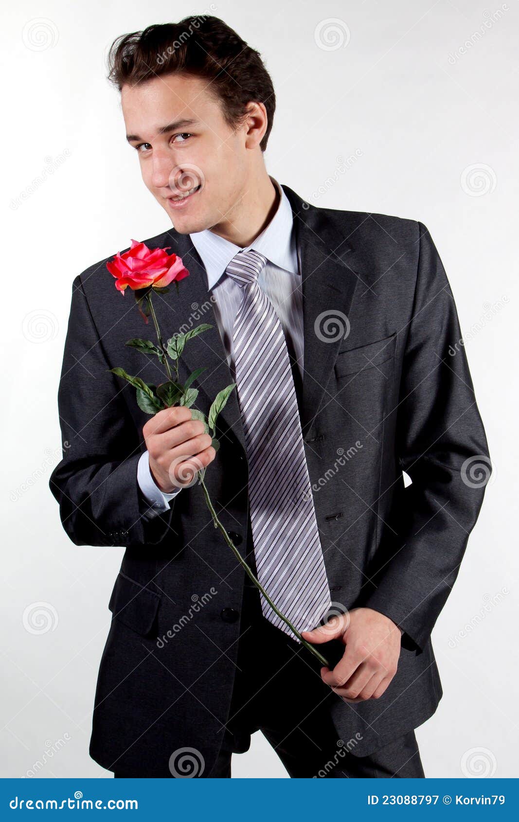 A man with a gift stock image. Image of roses, asking - 23088797