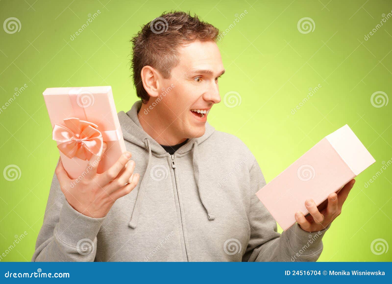 Man with gift stock photo. Image of amaze, ribbon, handsome - 24516704