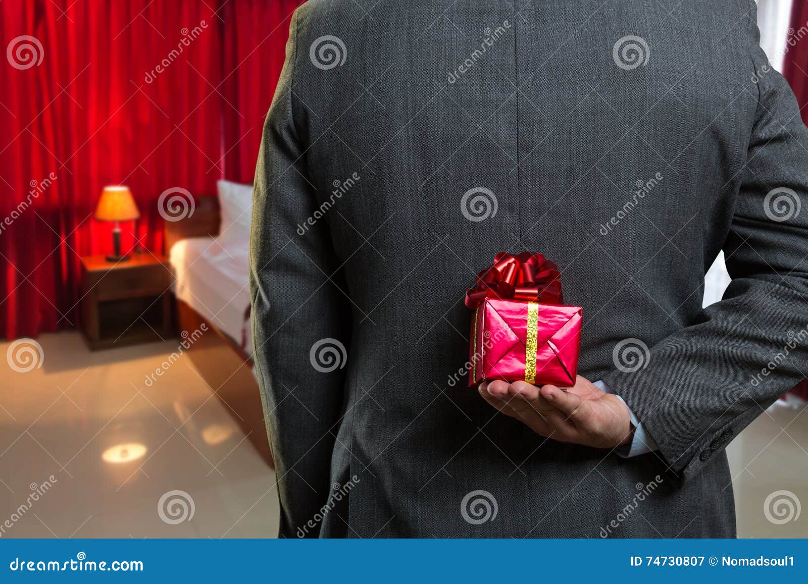 Man with a Gift Behind His Back Stock Image - Image of present ...