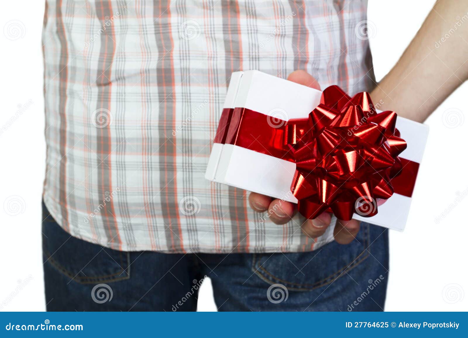 Man with Gift Box Behind Back Stock Image - Image of birthday ...