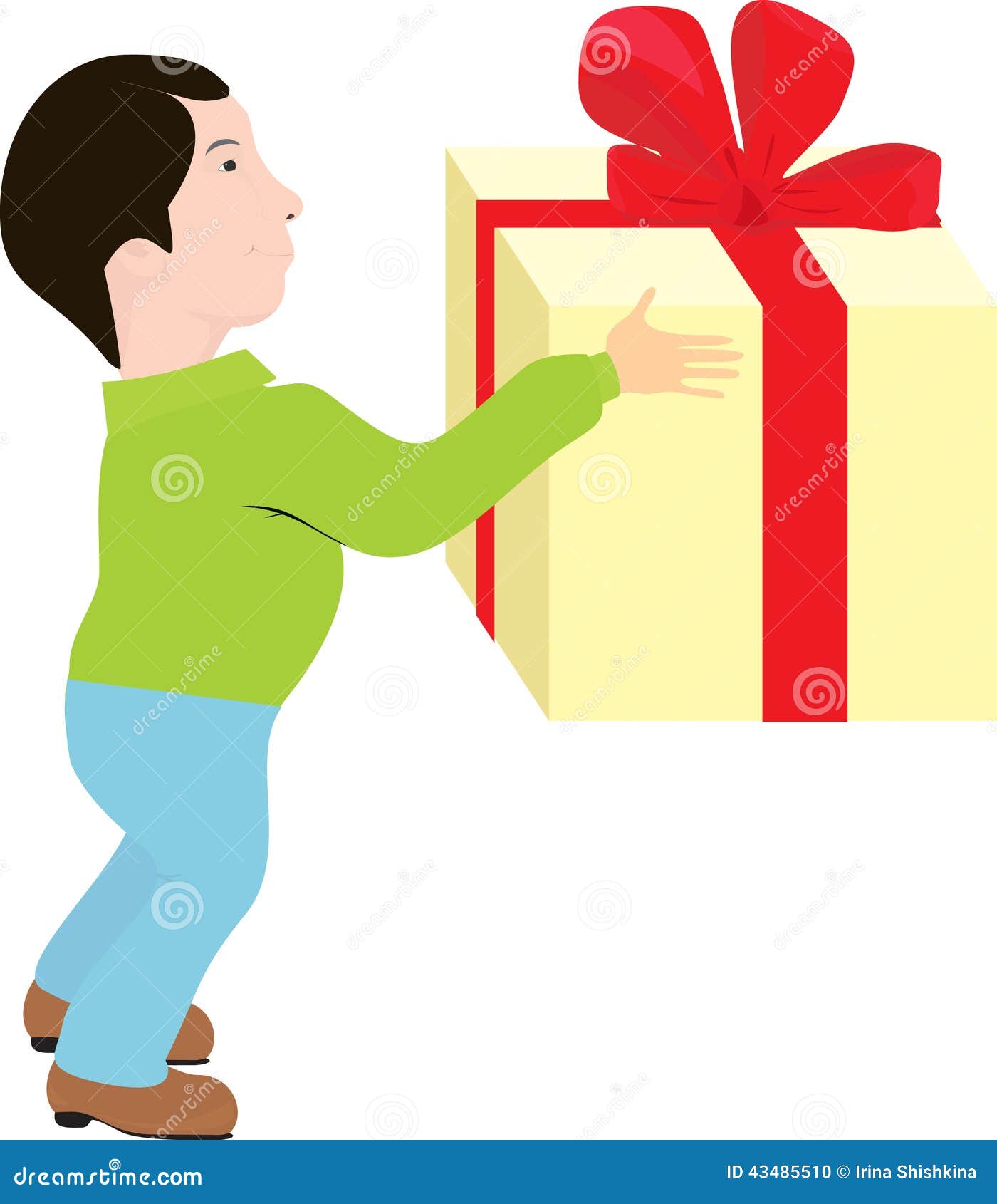 Man with gift stock vector. Illustration of dude, joyful - 43485510