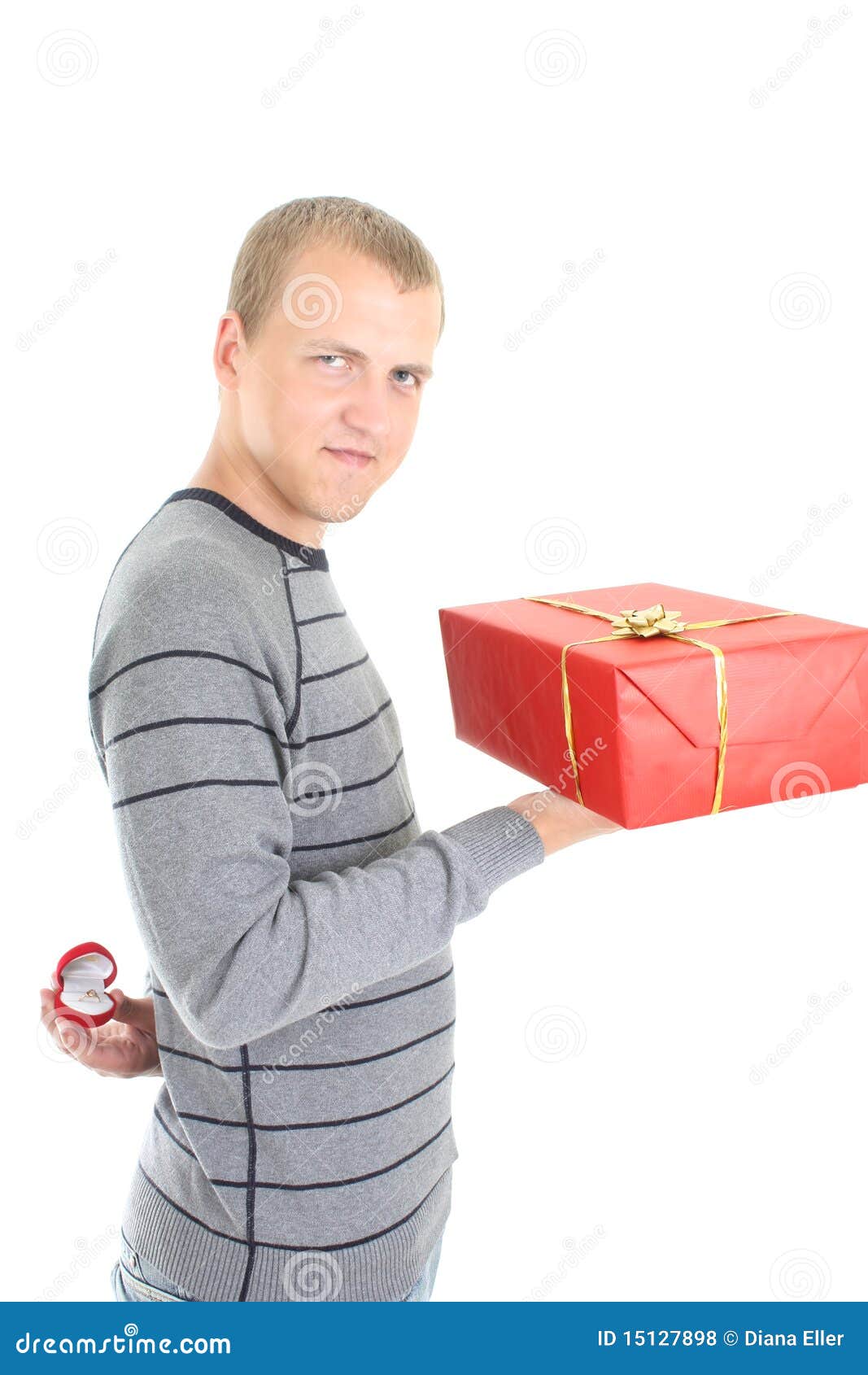 Man with Gift and Wedding Ring Stock Photo - Image of offer, isolated ...