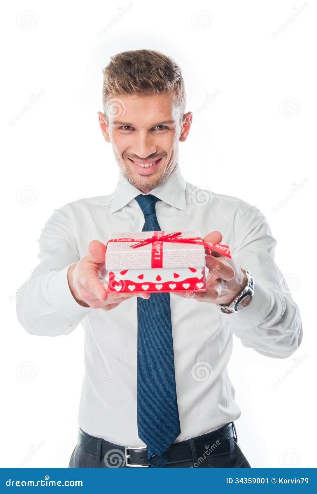Man with a gift stock image. Image of gift, holidays - 34359001