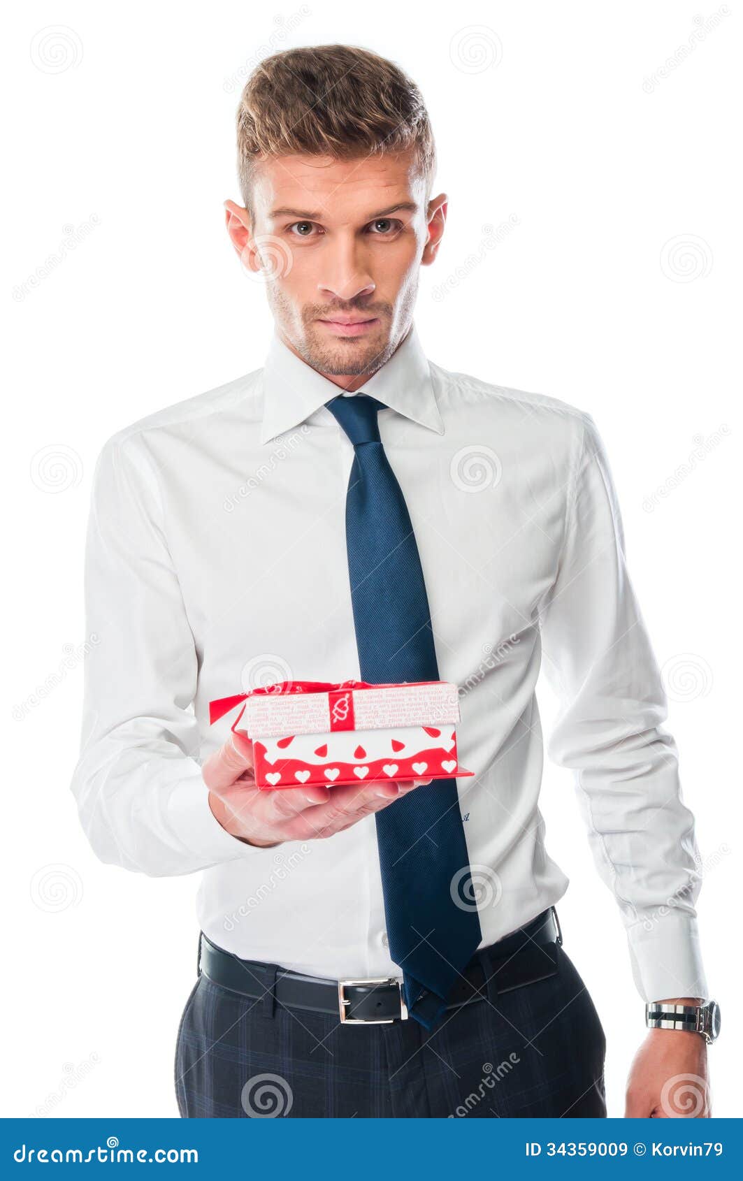 Man with a gift stock image. Image of holiday, face, male - 34359009
