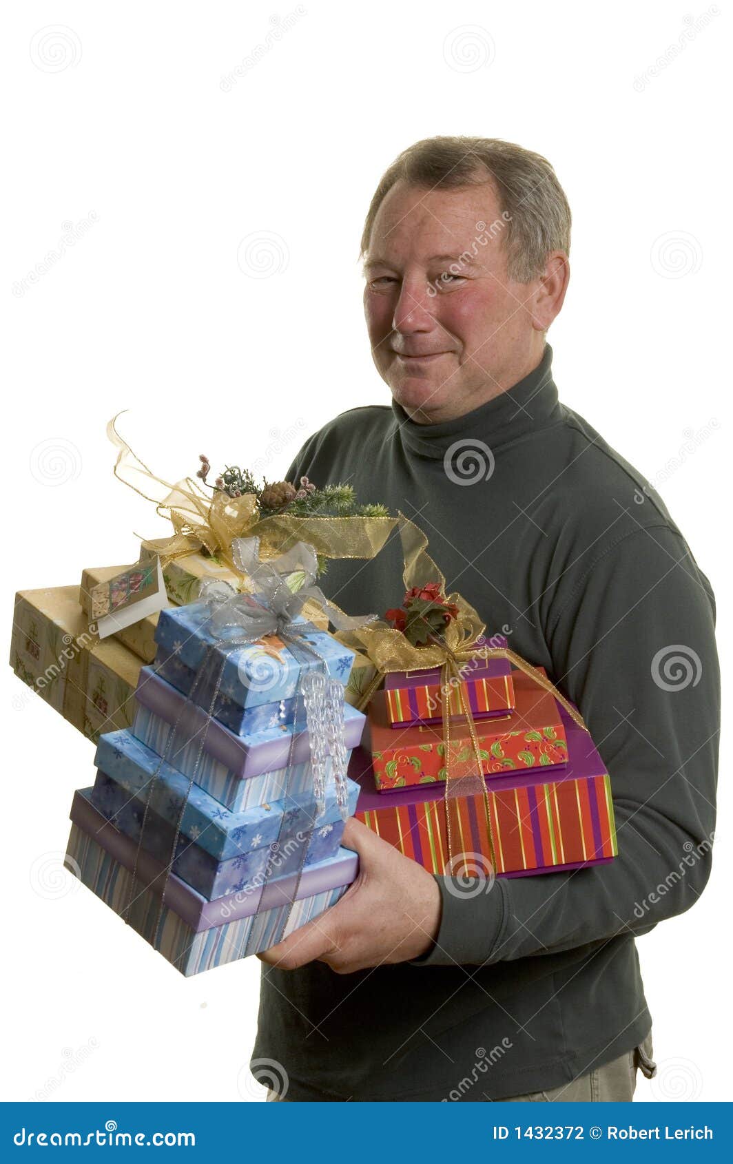 Man with gifts stock photo. Image of boxes, holiday, gift - 1432372