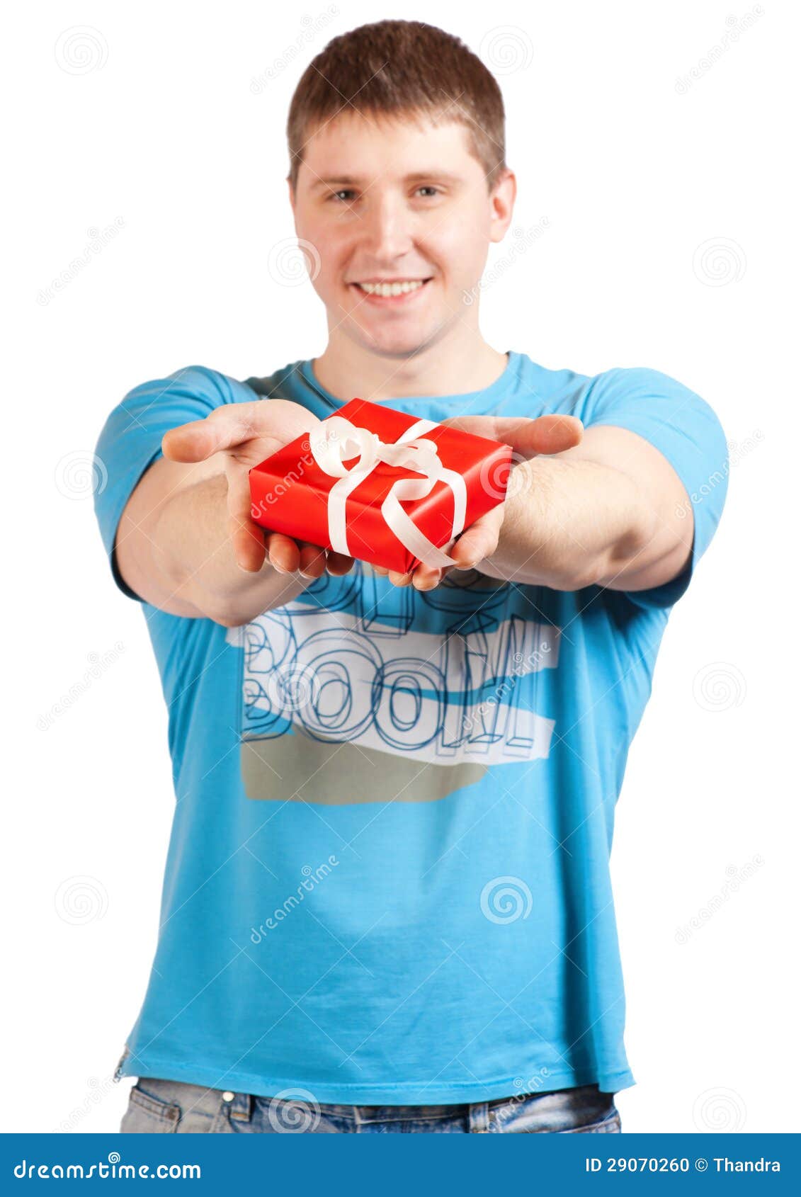Man Gives a Gift. Focus on the Gift Stock Photo - Image of celebration ...