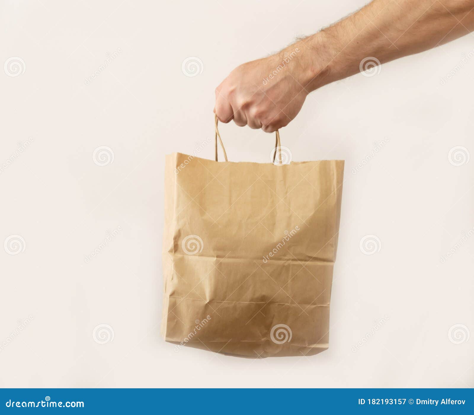 Man Gives a Paper Bag White Background Stock Image - Image of happy ...