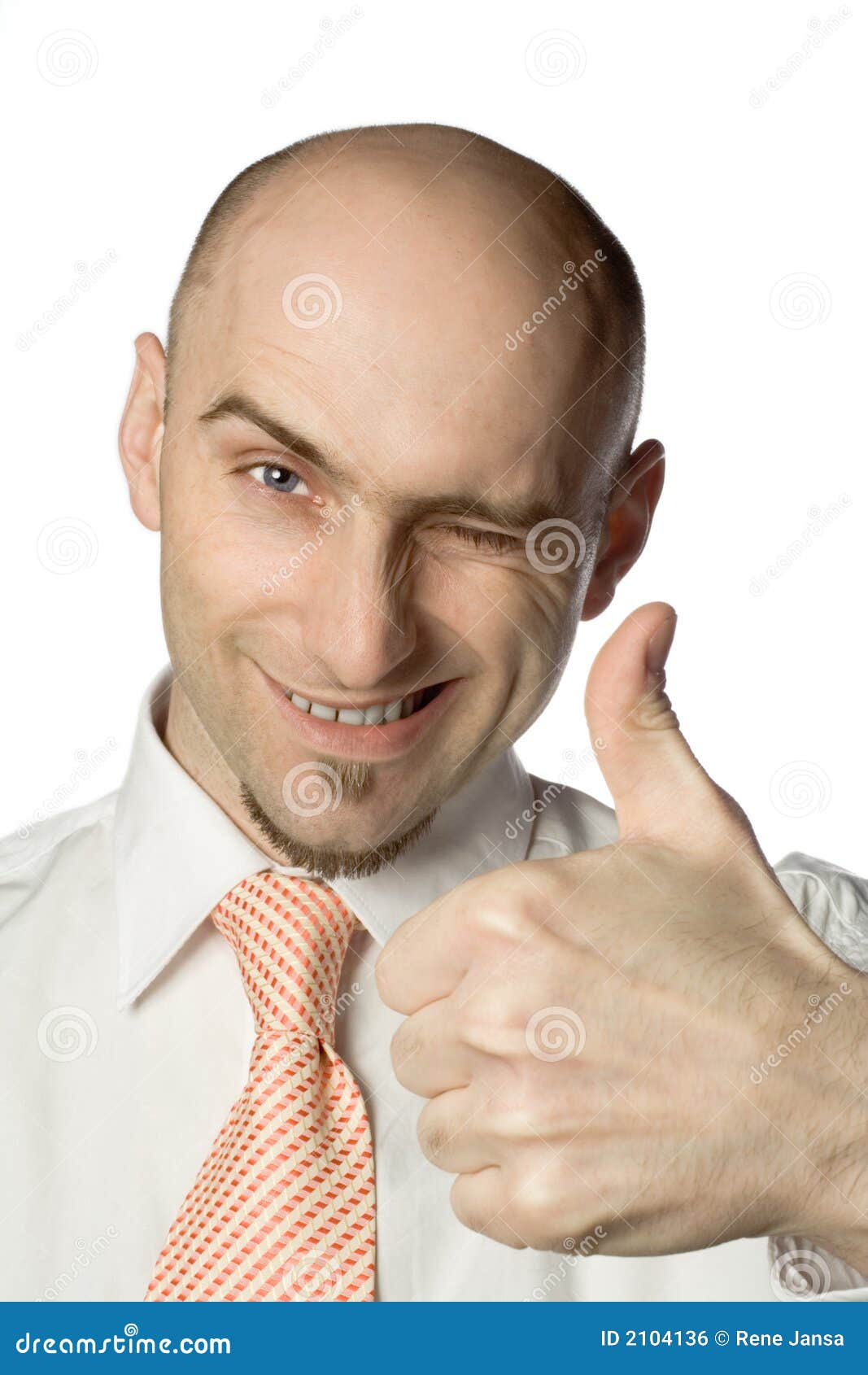 Man gives thumbs up stock photo. Image of bald, white - 2104136