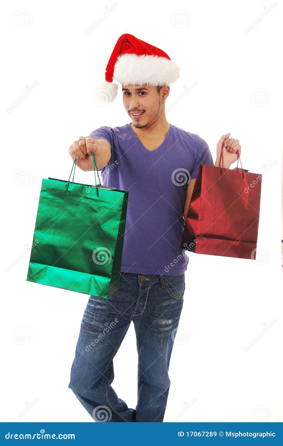 Man Giving a Christmas Gift Stock Image - Image of giving, bags: 17067289