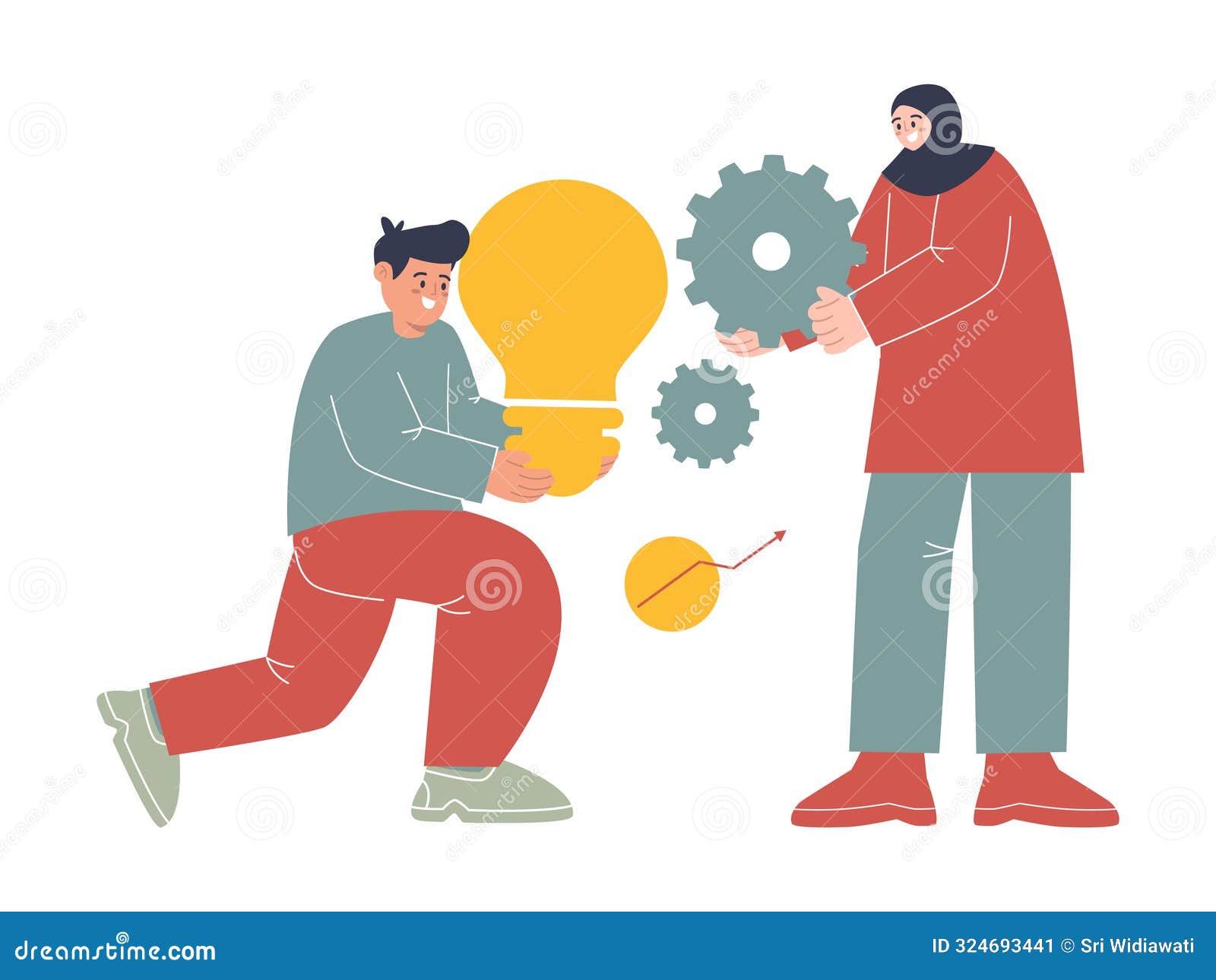 Man Giving Creative Idea Bulb Lamp for Working Gears Symbol of Ideas ...