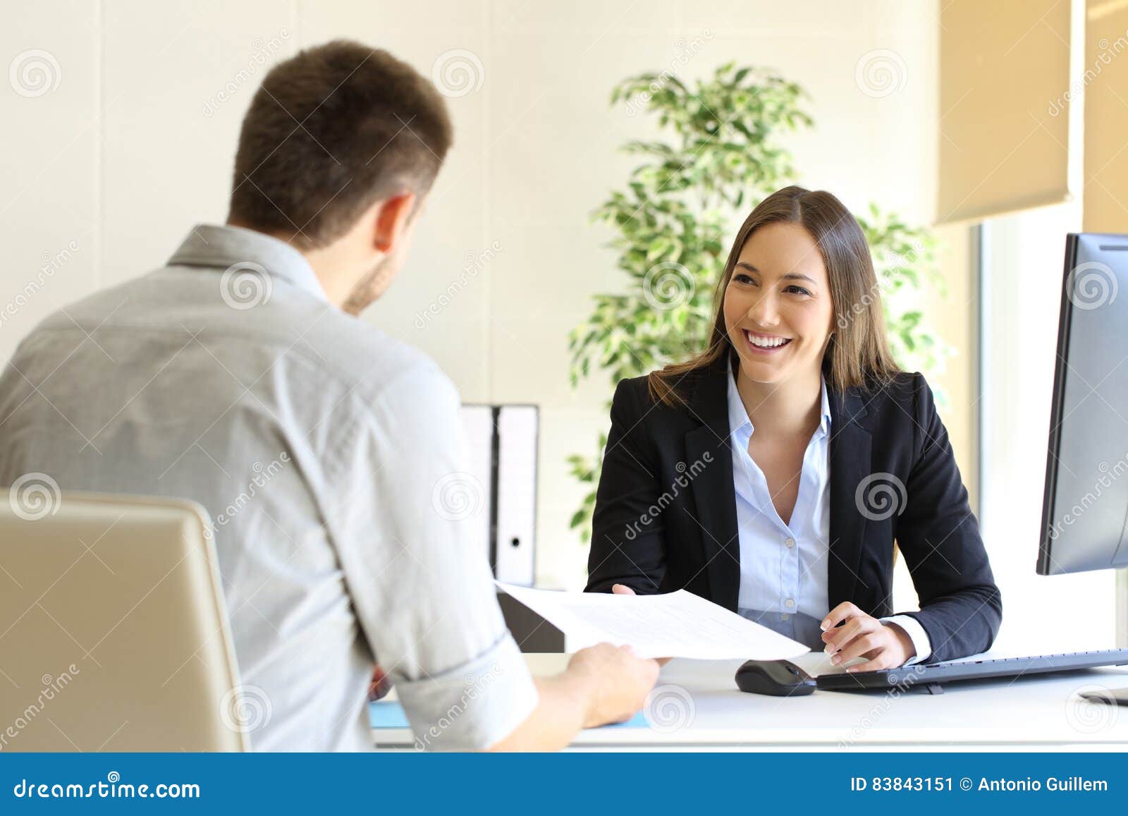 Man Giving Curriculum in a Job Interview Stock Image - Image of agent ...