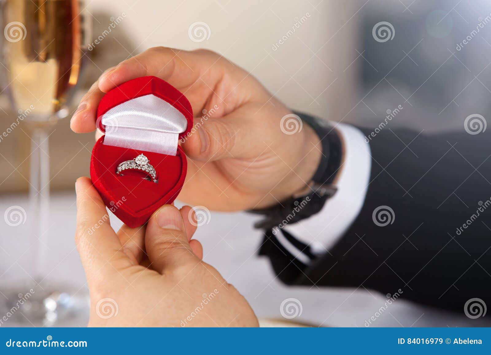 Man Giving Engagement Box with Ring. Stock Image - Image of anniversary ...