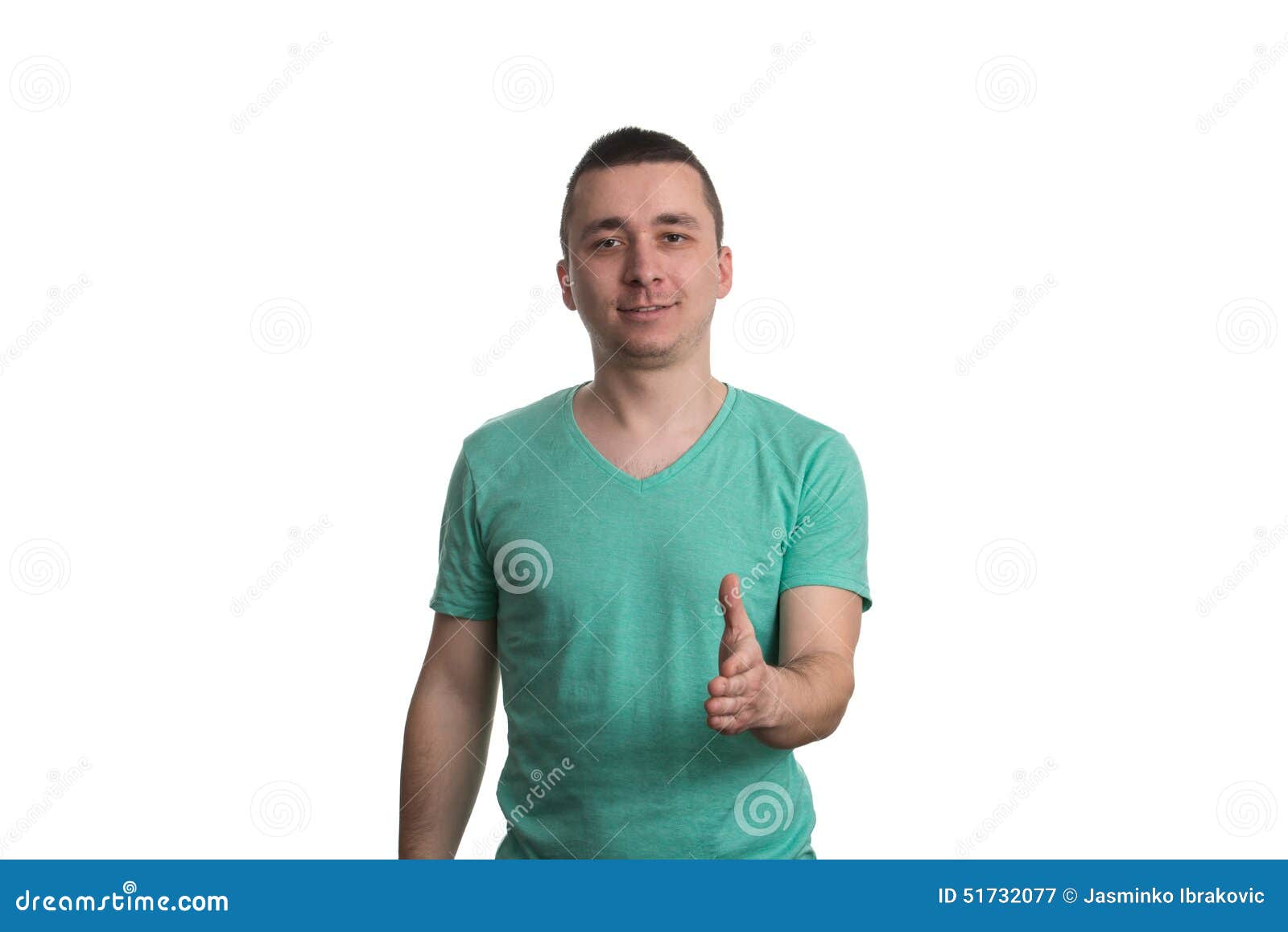 Man Giving Hand for Handshake - White Background Stock Image - Image of ...