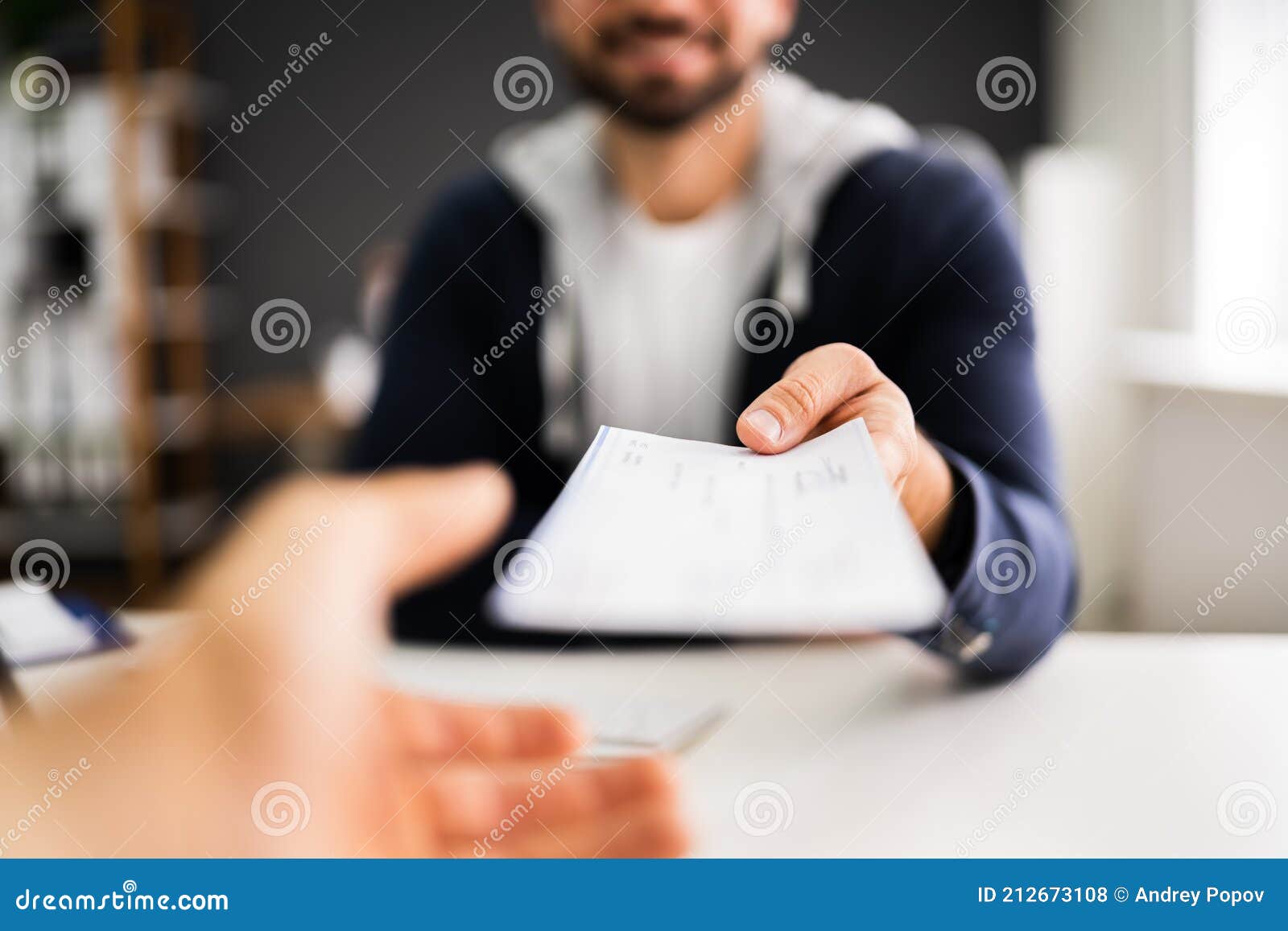 Man Giving Payroll Compensation Paycheck Stock Photo - Image of male ...