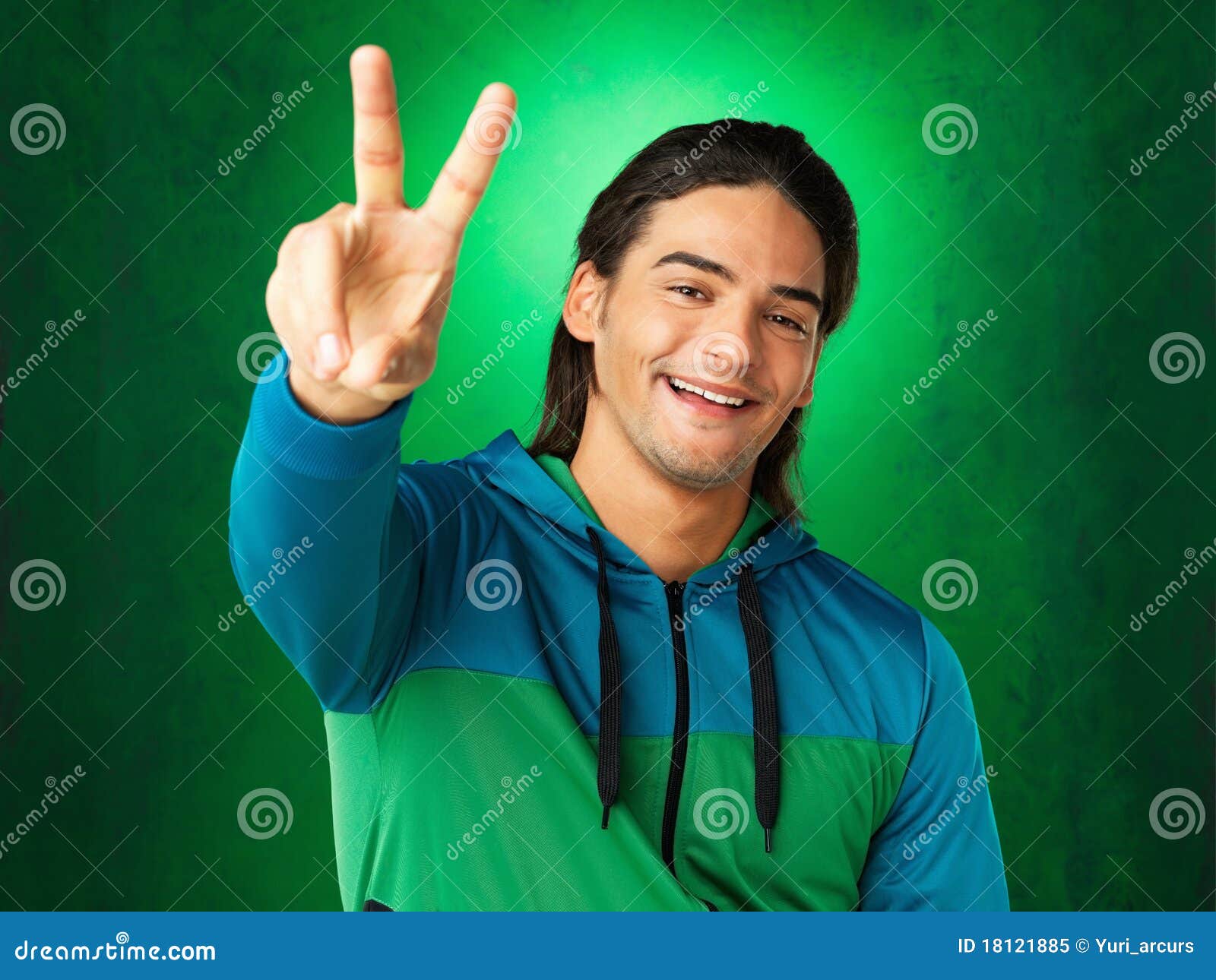 Man Giving Peace Sign Royalty Free Stock Photo - Image: 18121885