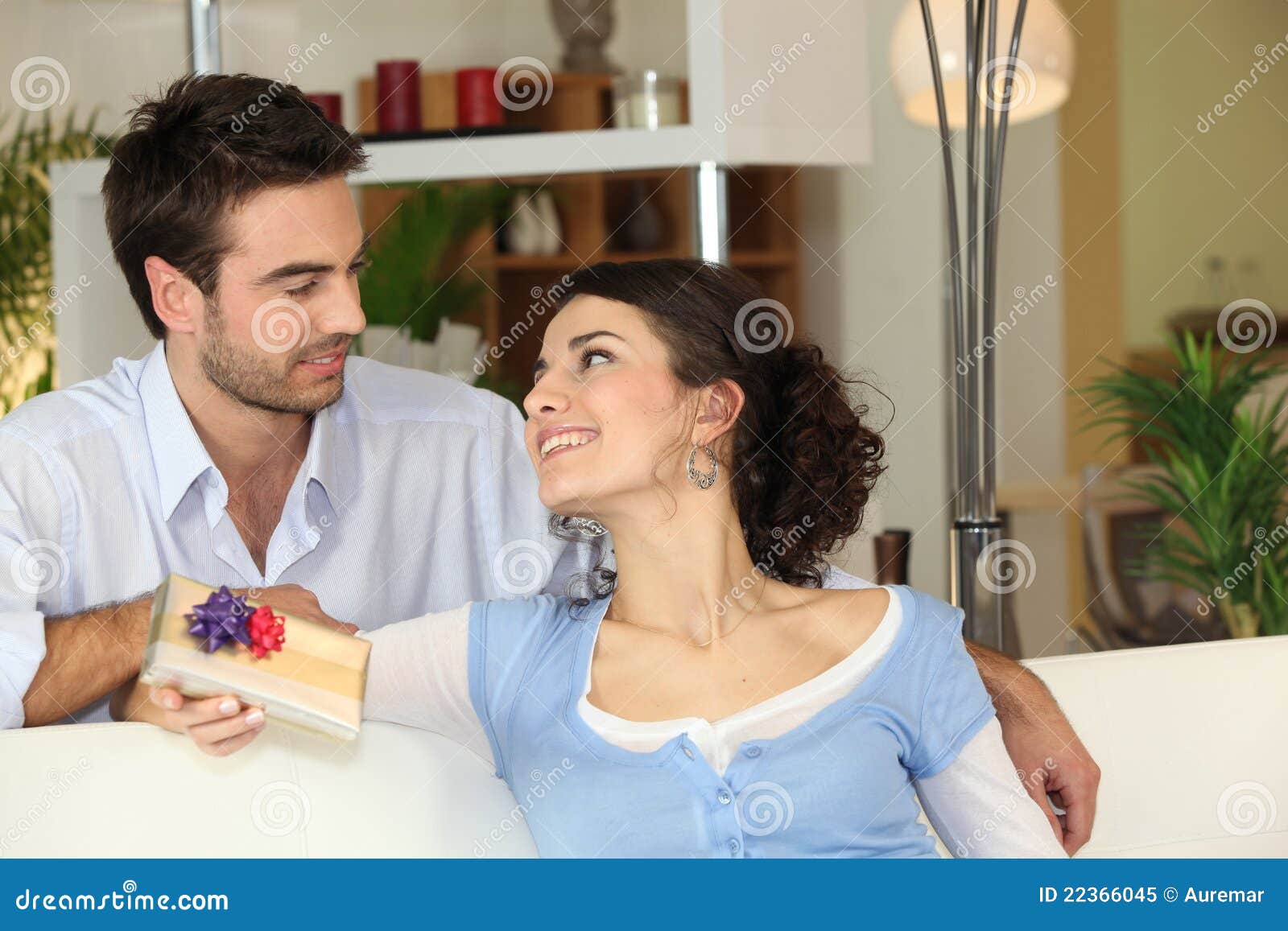 Man Giving Present To Woman Stock Image - Image of affectionate ...