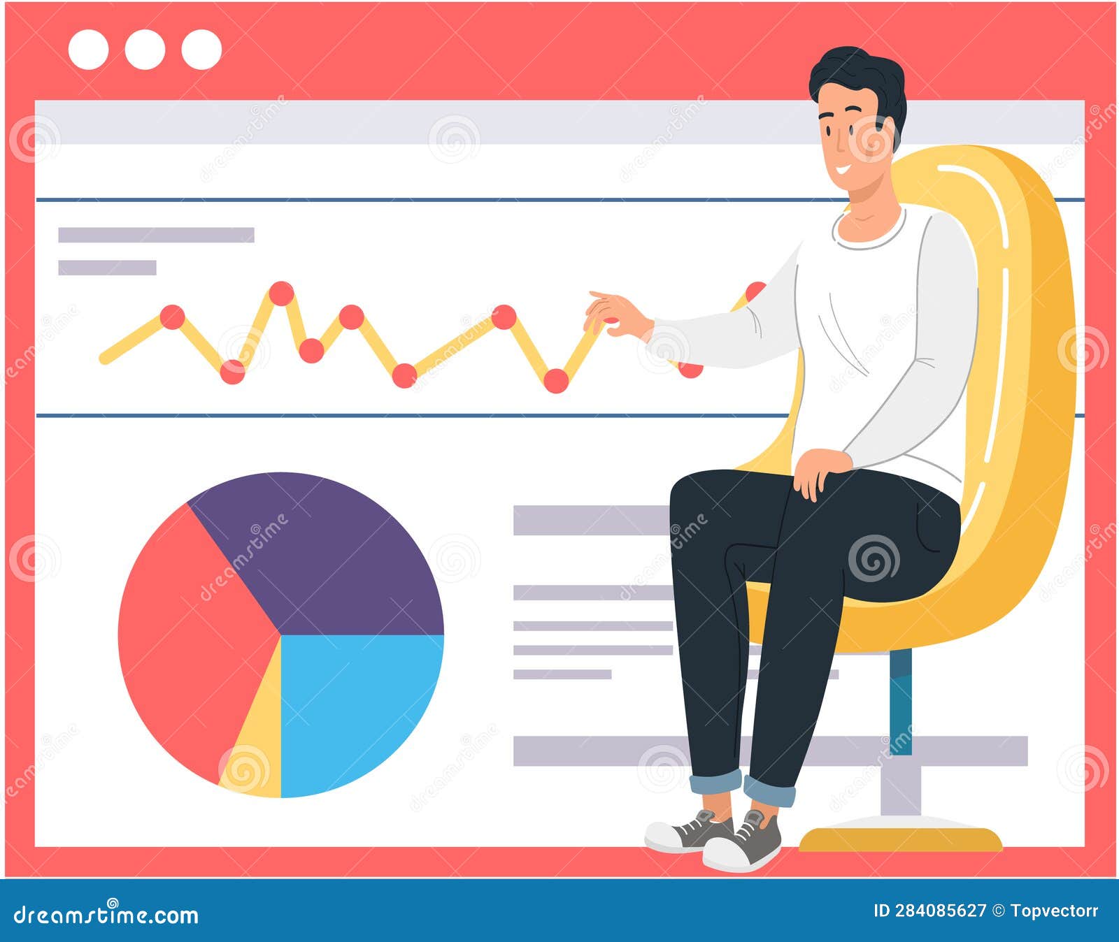 Office Worker is Sitting Near Whiteboard with Graphs. Man is Presenting ...