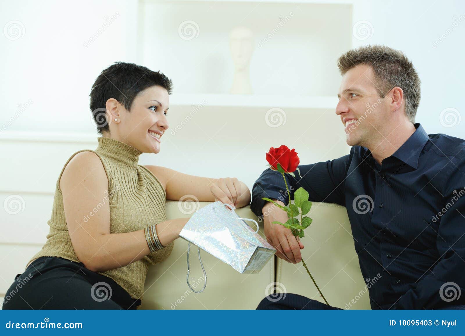 Man giving red rose stock image. Image of face, bonding - 10095403