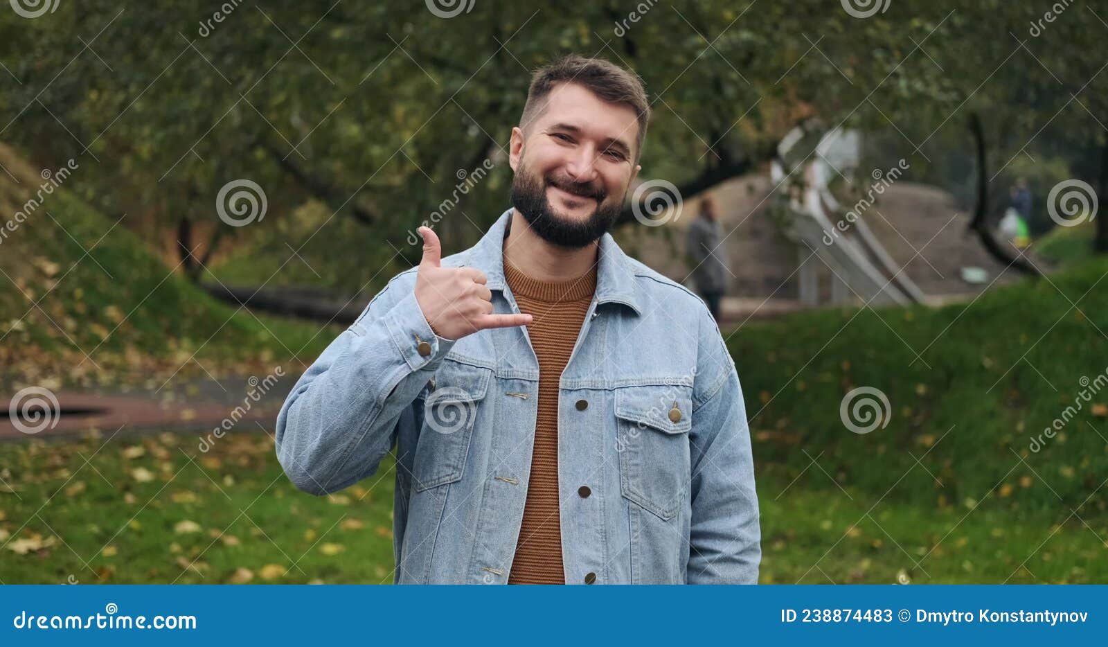 Man giving shaka hand sign stock video. Video of saluting - 238874483
