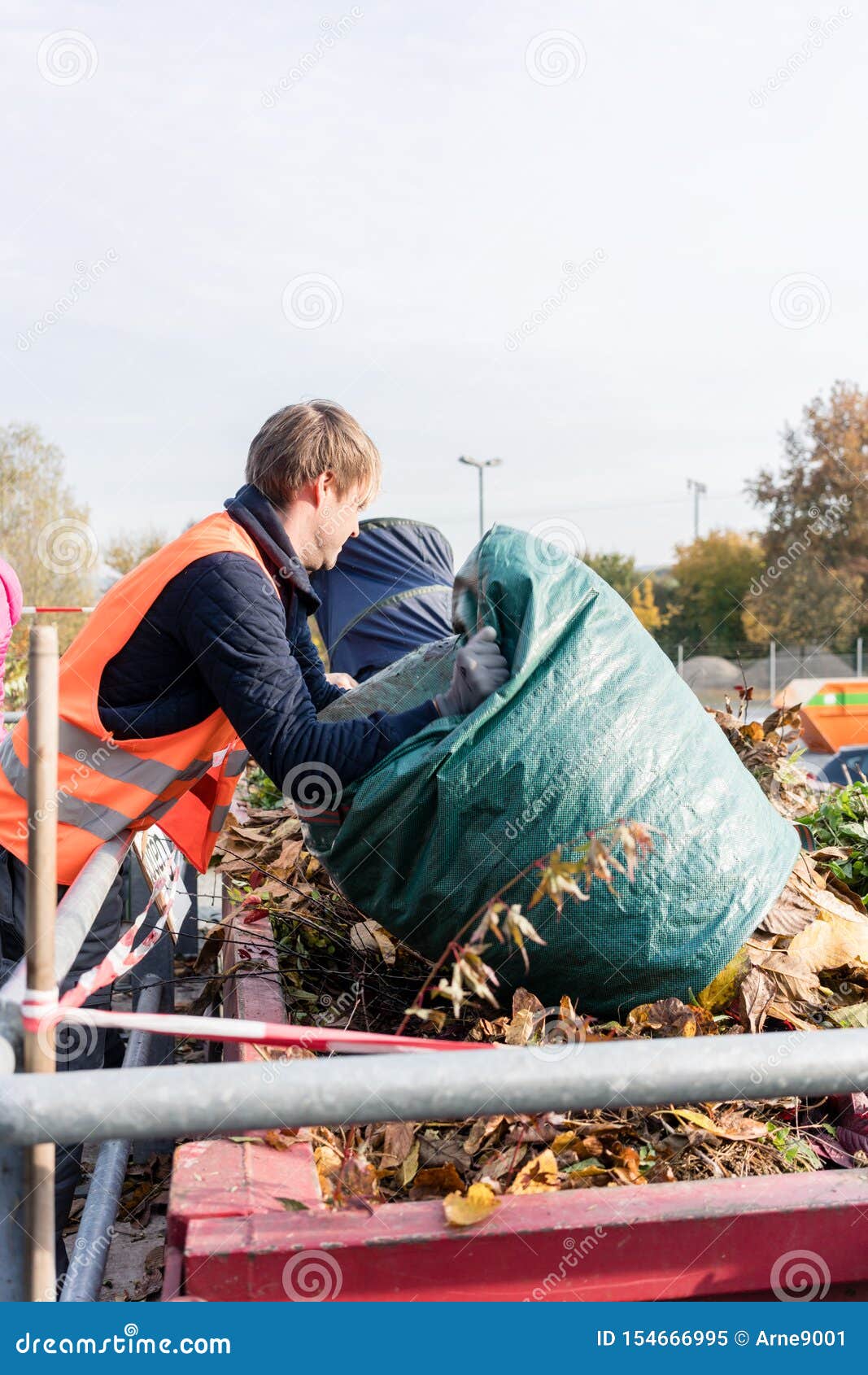 Man Giving Waste Green in Container on Recycling Center Stock Image ...
