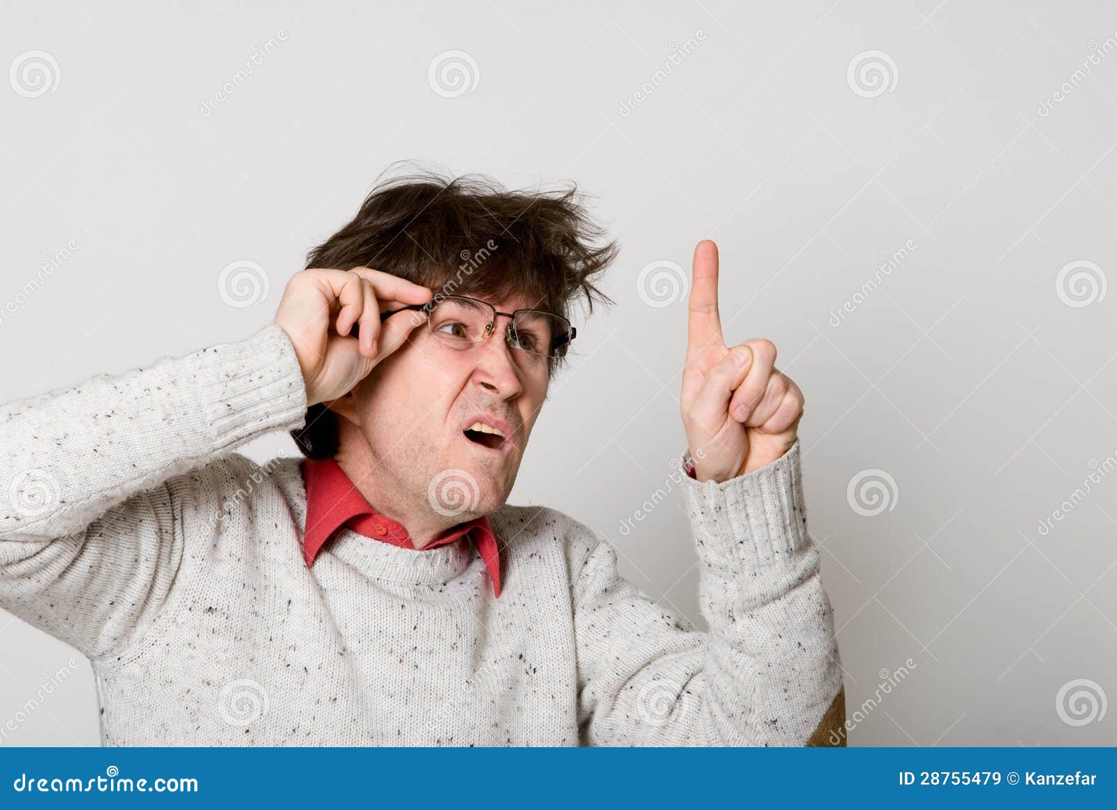 Man With Glasses And With Disheveled Hair Stock Image - Image of ...
