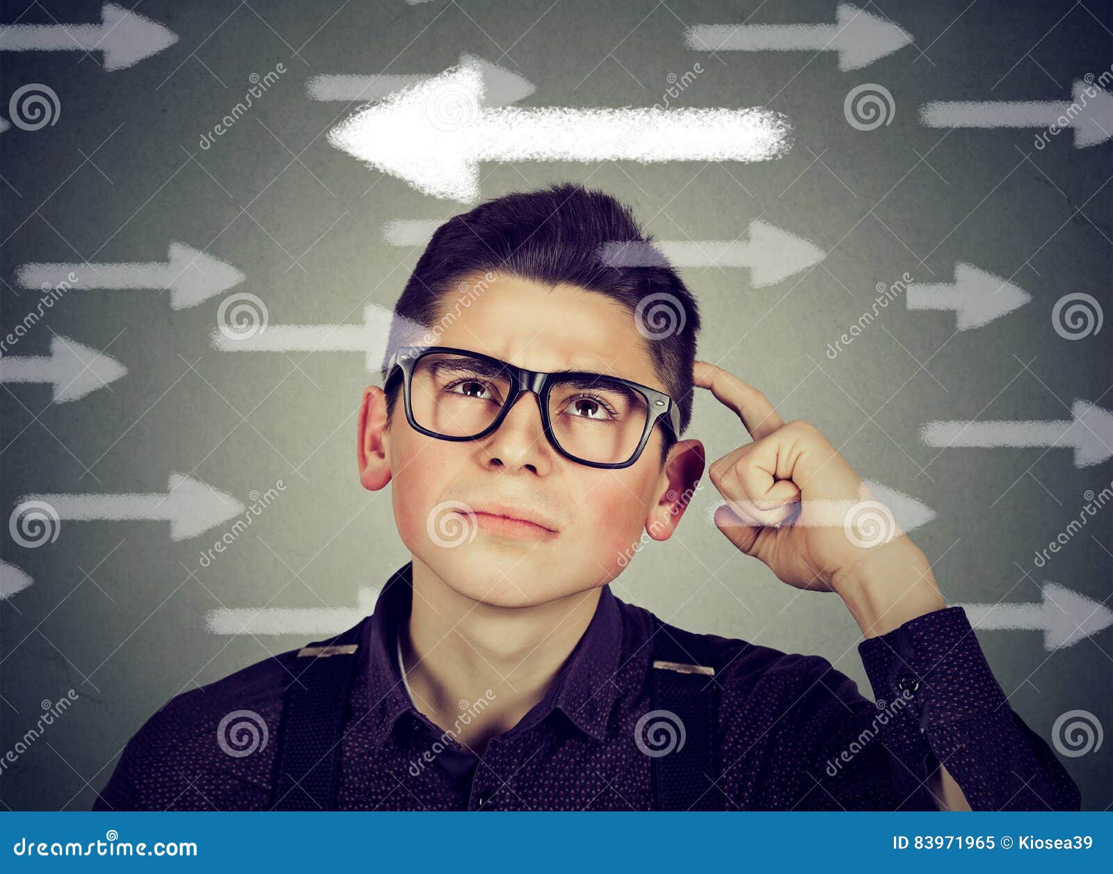 Man in Glasses Has a Second Thought Choice Stock Image - Image of ...