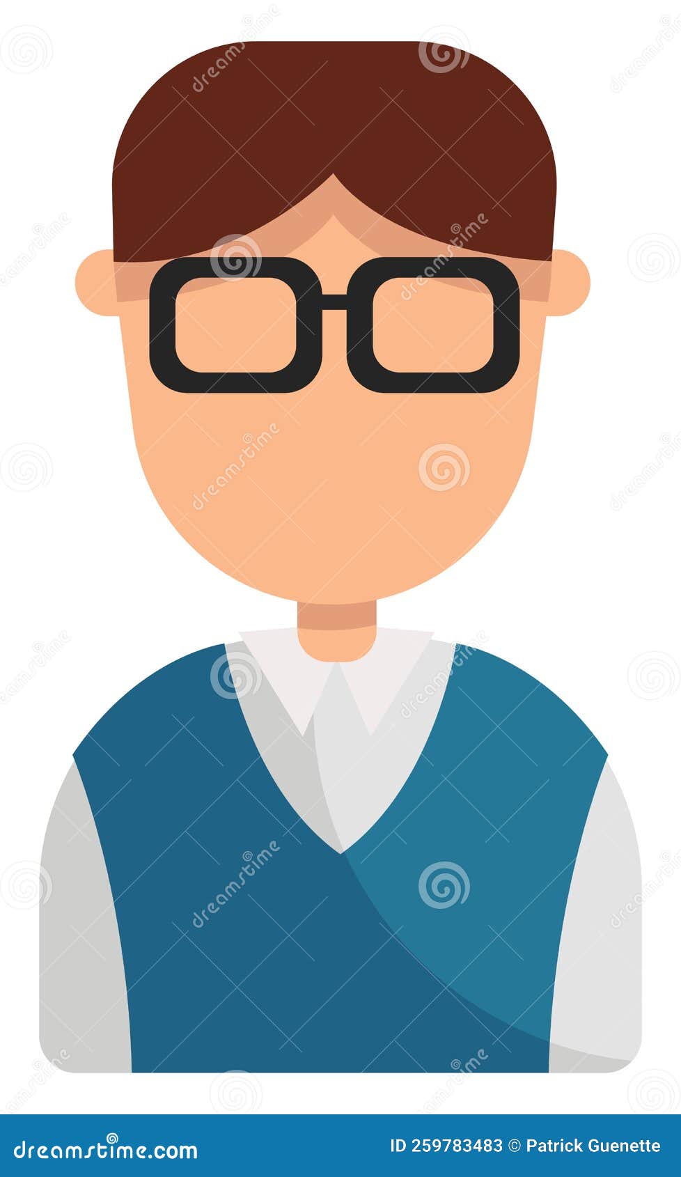 Man with glasses, icon stock vector. Illustration of glasses - 259783483