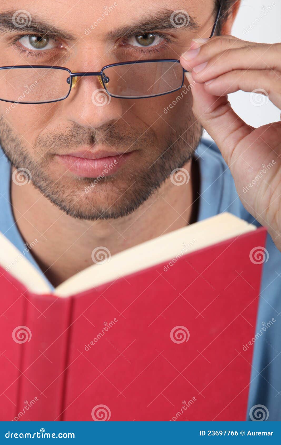 Man with glasses reading stock photo. Image of posture - 23697766