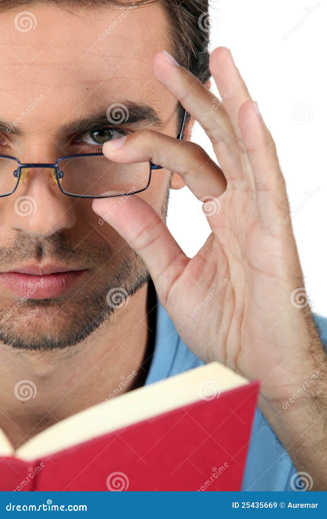 Man in glasses reading stock image. Image of fine, facial - 25435669