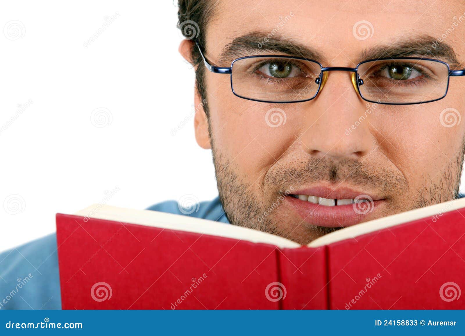 Man with Glasses Reading Book Stock Image - Image of reading, binding ...