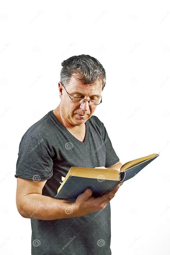 Man with glasses reading stock image. Image of book, europe - 35931771