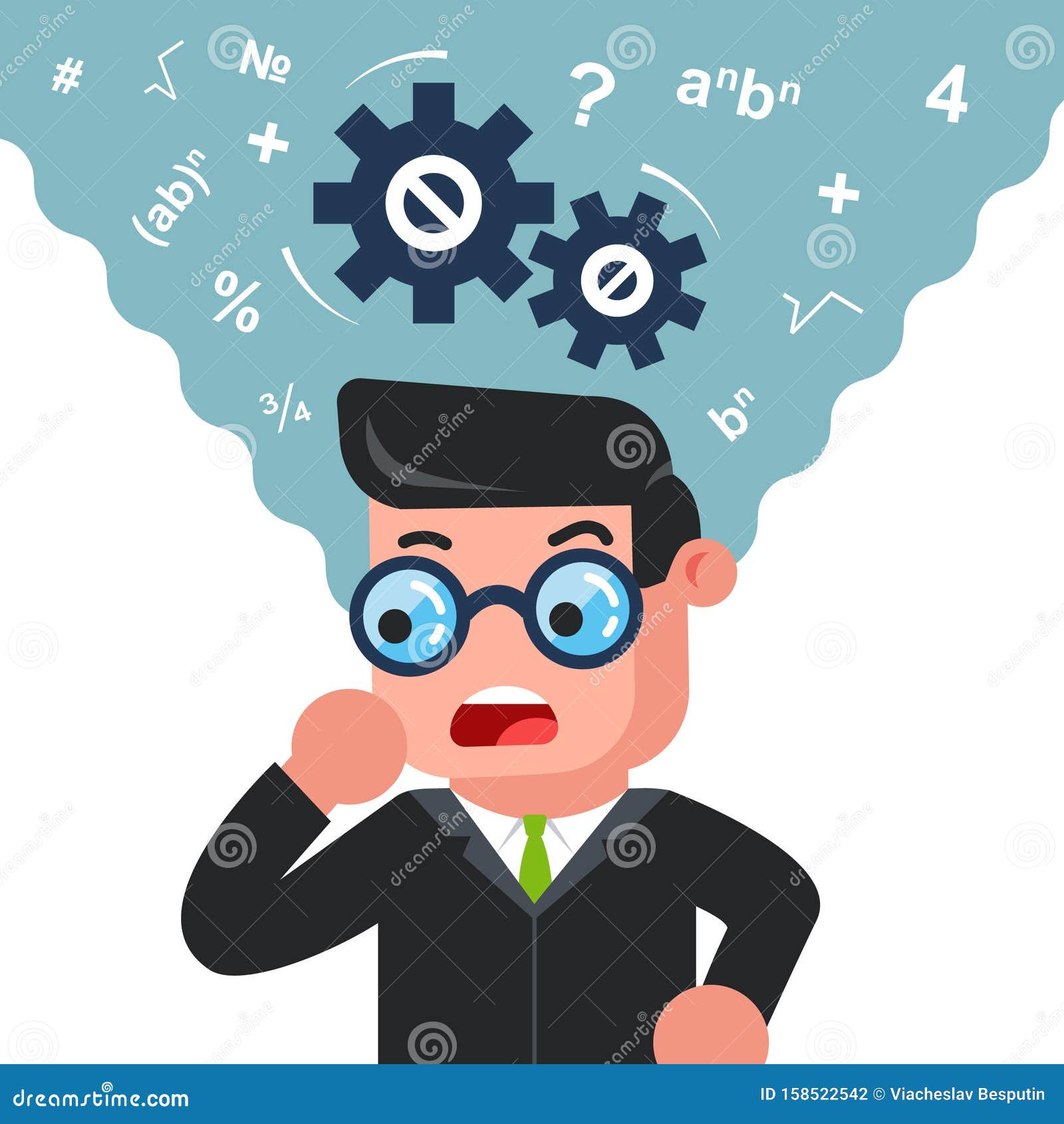 A Man with Glasses is Thinking about Solving a Problem. Stock Vector ...