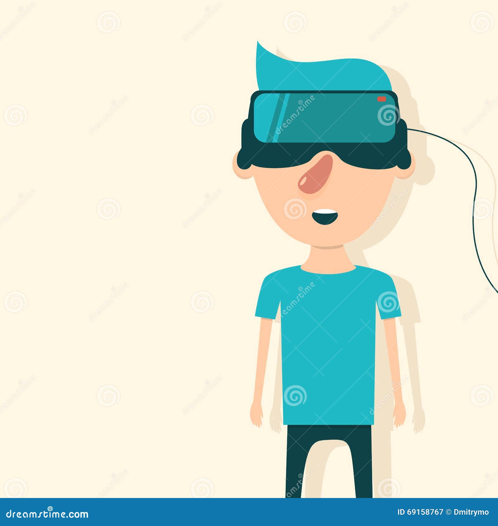 Man with Glasses of Virtual Reality. Flat Vector Illustration Stock ...